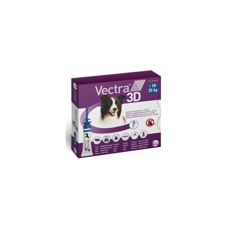 VECTRA 3D DOG 10-25 KG - 3 PIPETTE ***SPEDIZIONE GRATUITA*** in Offerta ...